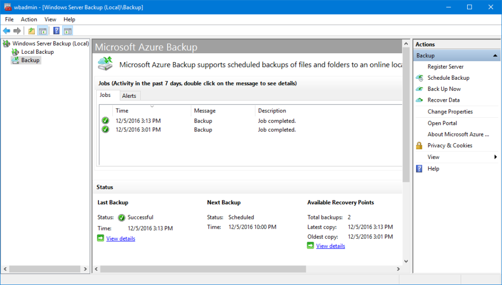 Day 18: Using Microsoft Azure Backup with Lights-Out 2 - Green-IT-Software